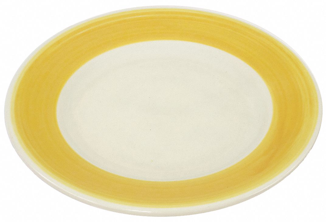 Plate,6-3/4 In.,White/Yellow,PK36 - Grainger