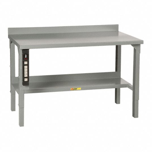Bolted Workbench, Steel, 28 3/4 in Depth, 27 in to 41 in Height, 72 in ...