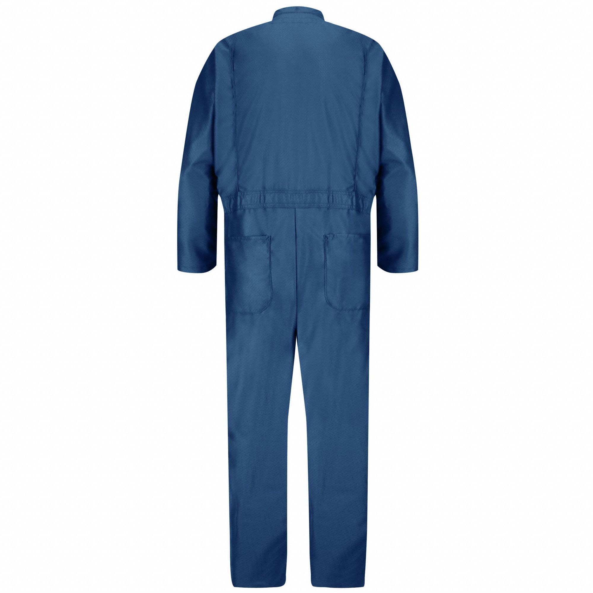 RED KAP Static Controlled Coveralls: S ( 36 1/2 in x 46 in ), Navy, Regular, Polyester, Zipper ...
