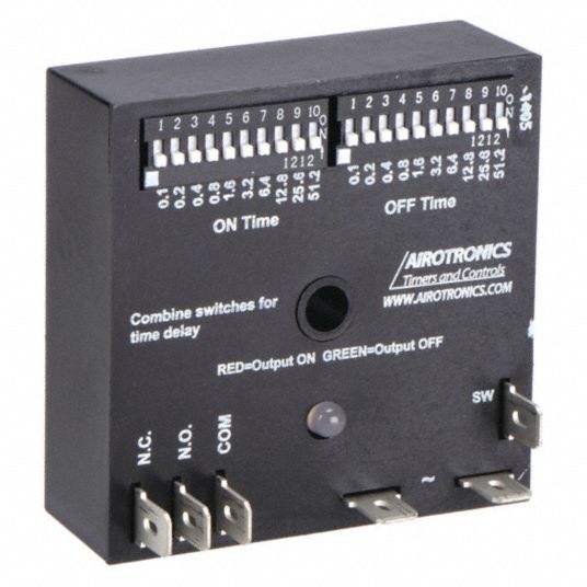 AIROTRONICS, Surface Relay Mounting, 24V AC, Single Function Encapsulated Timing Relay - 21EW93 ...