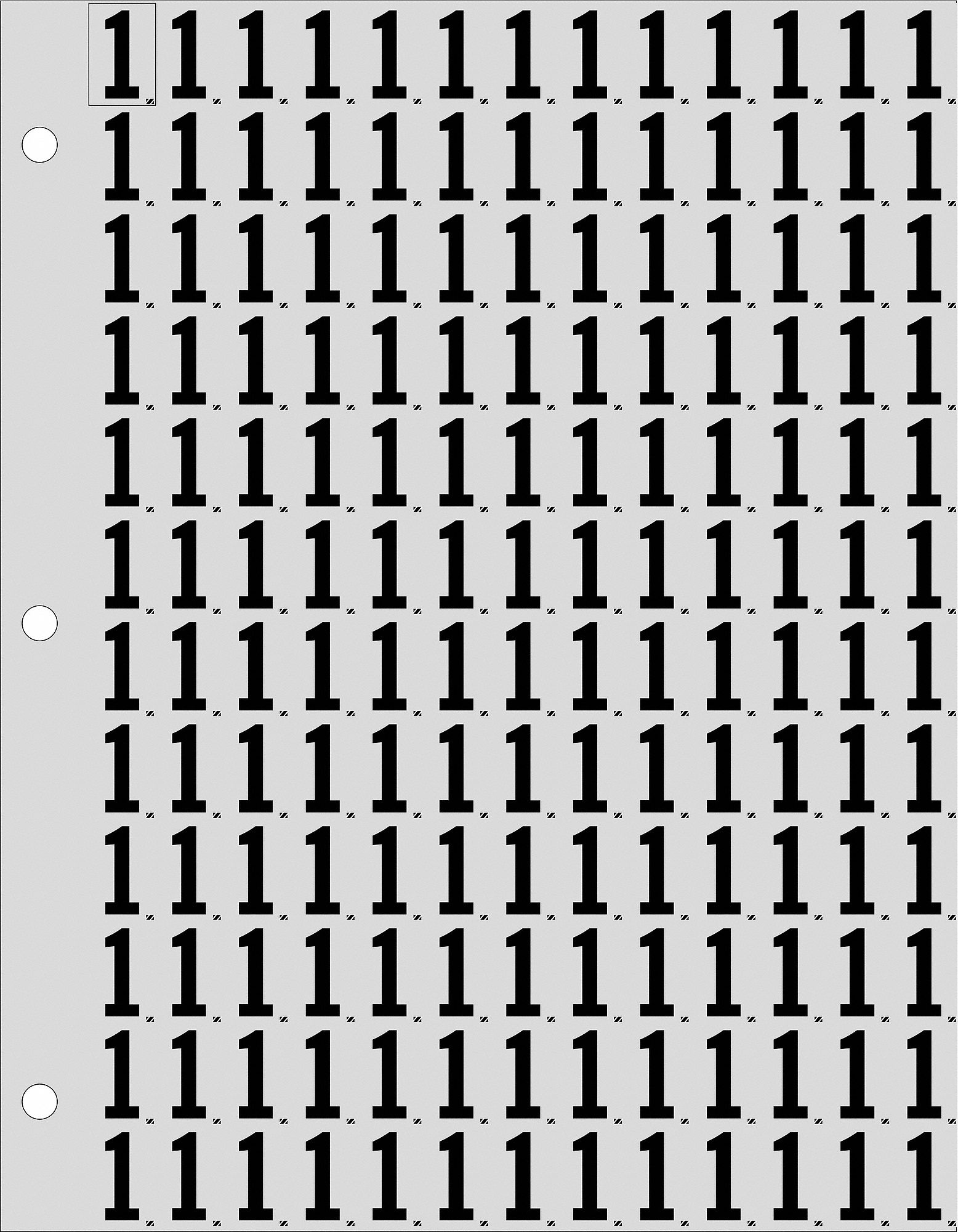 Number Label, 1, Black/Silver, 9/10 in Character Height, 1 EA - Grainger