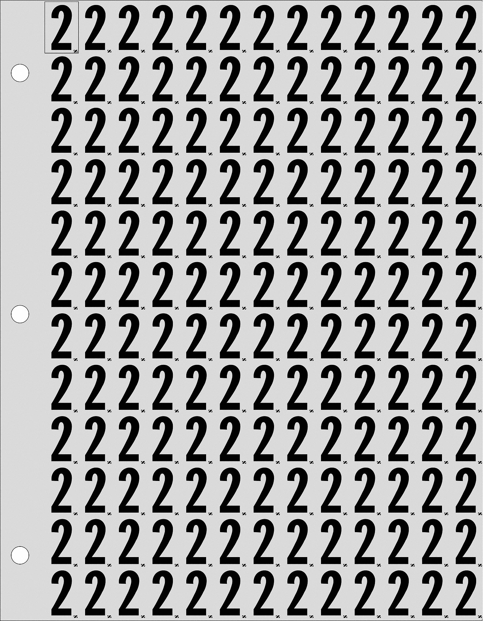 Number Label, 2, Black/Silver, 9/10 in Character Height, 1 EA - Grainger