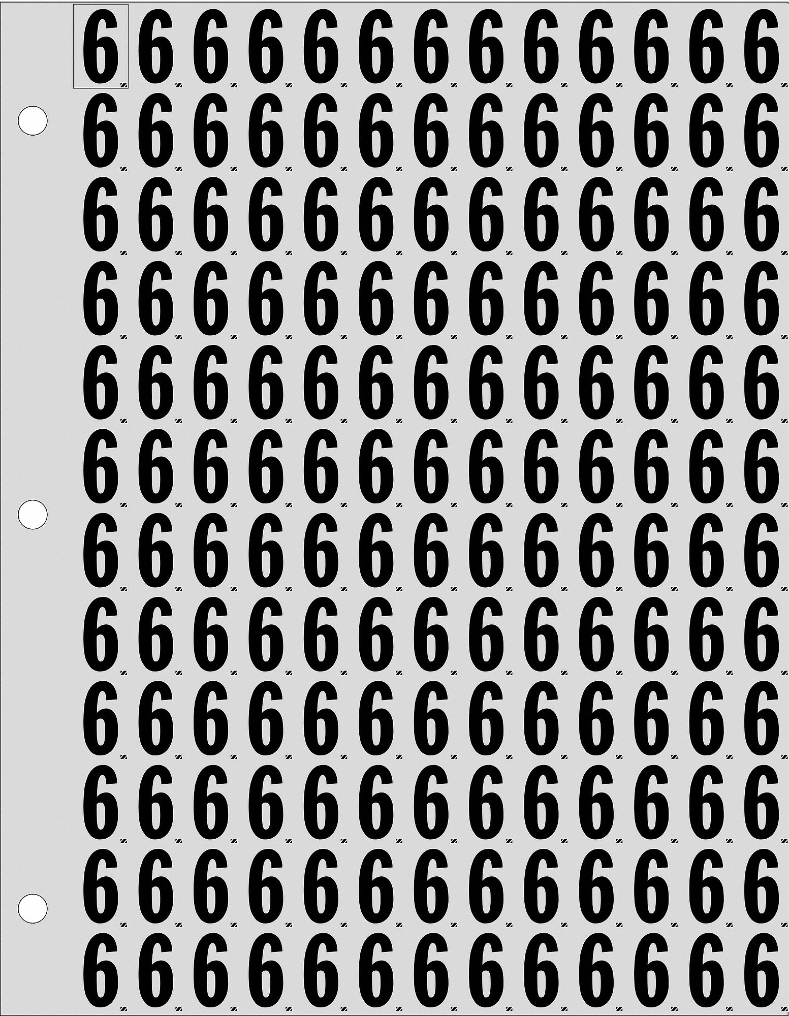 Number Label, 6, Black/Silver, 7/8 in Character Height, 1 EA - Grainger