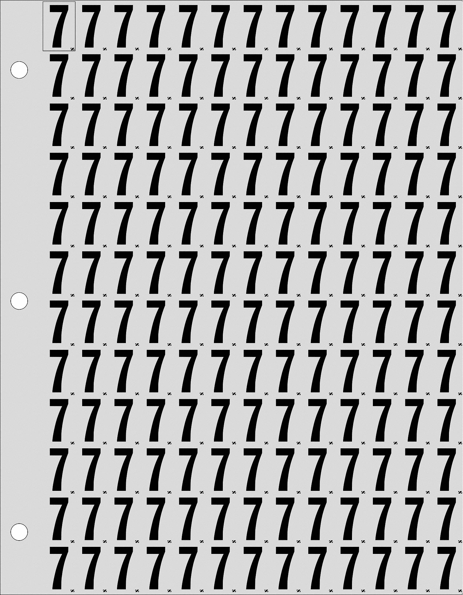 Number Label, 7, Black/Silver, 9/10 in Character Height, 1 EA - Grainger