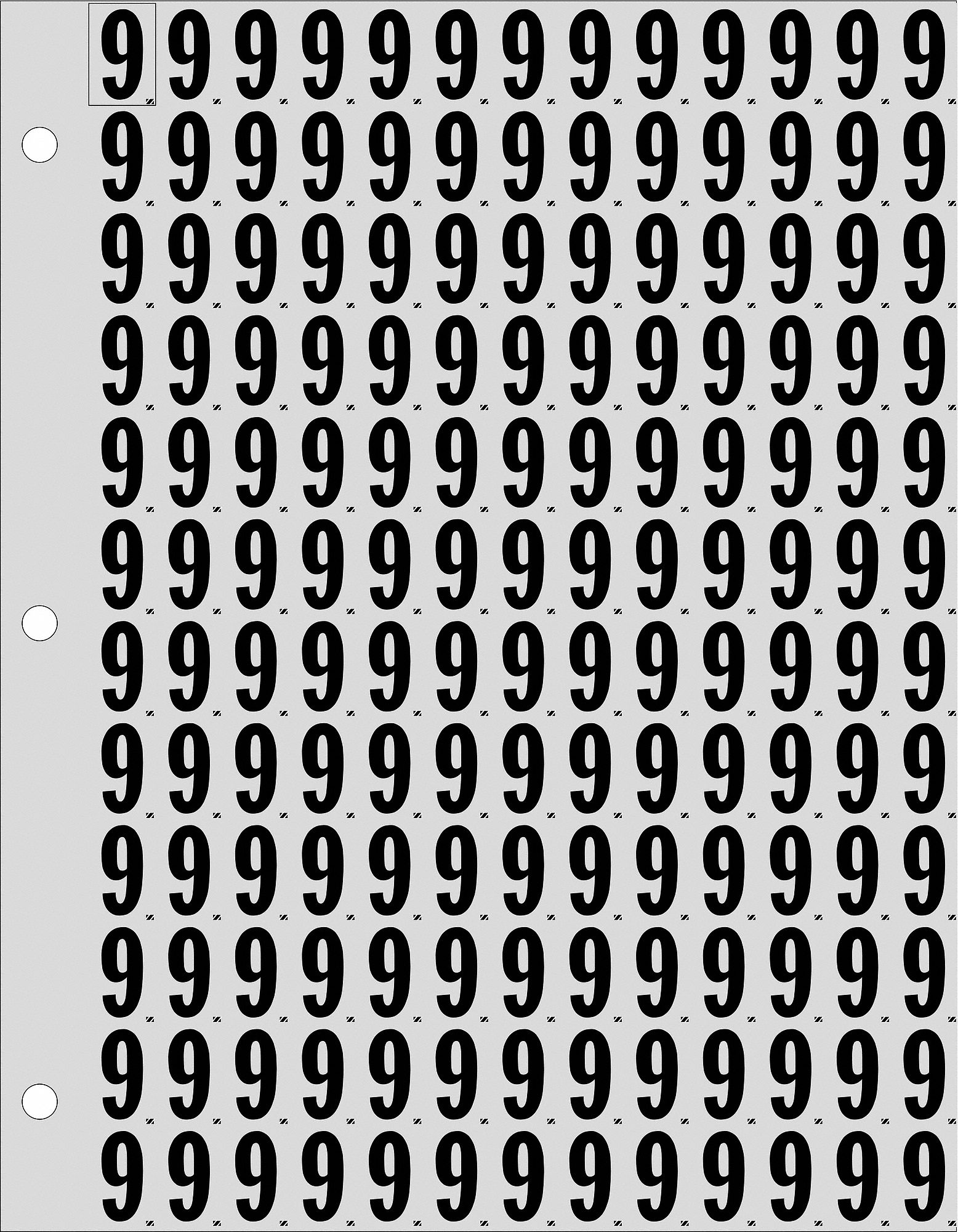 Number Label, 9, Black/Silver, 9/10" Character Height, 1 EA - Grainger