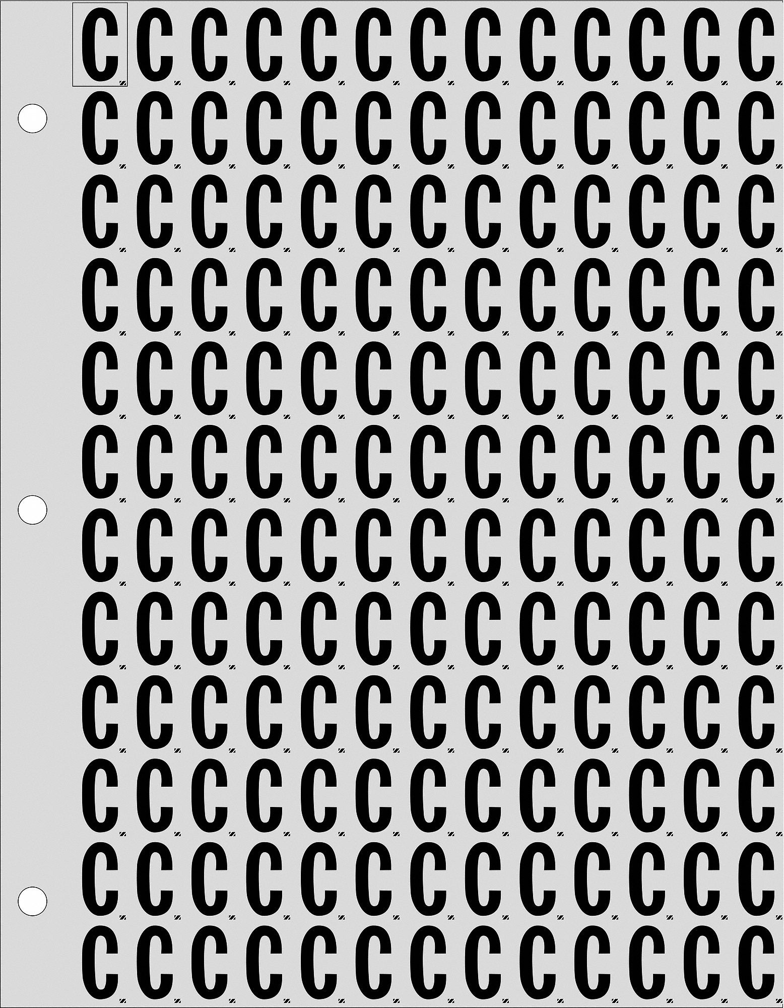 Letter Label, C, Black/Silver, 9/10 in Character Height, 1 EA - Grainger