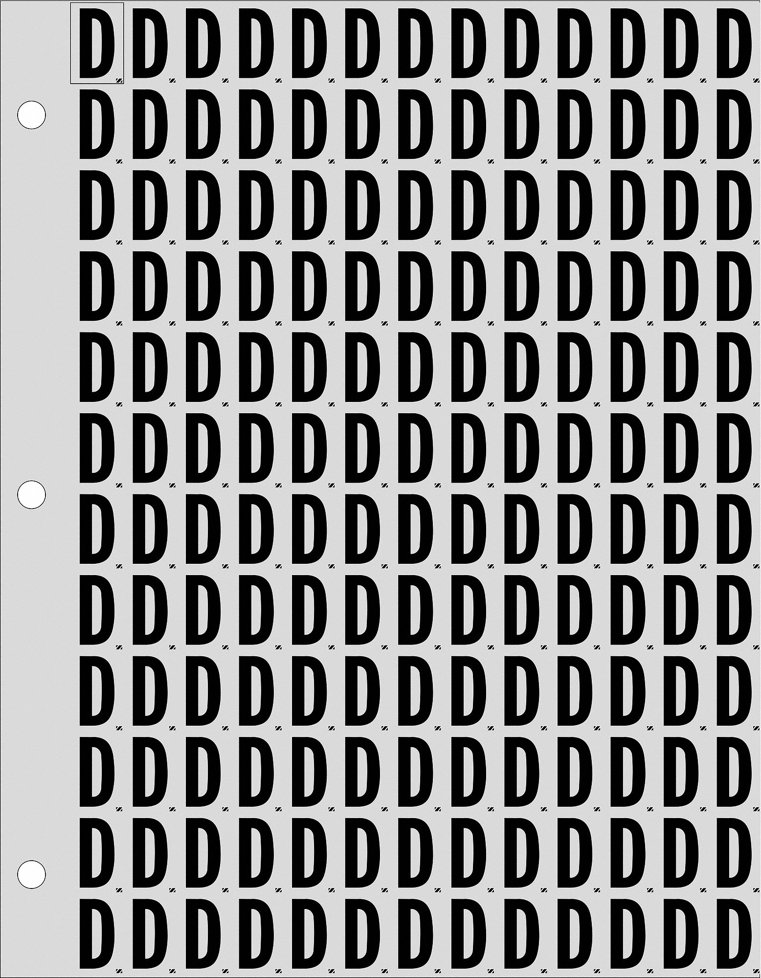 Letter Label, D, Black/Silver, 9/10 in Character Height, 1 EA - Grainger