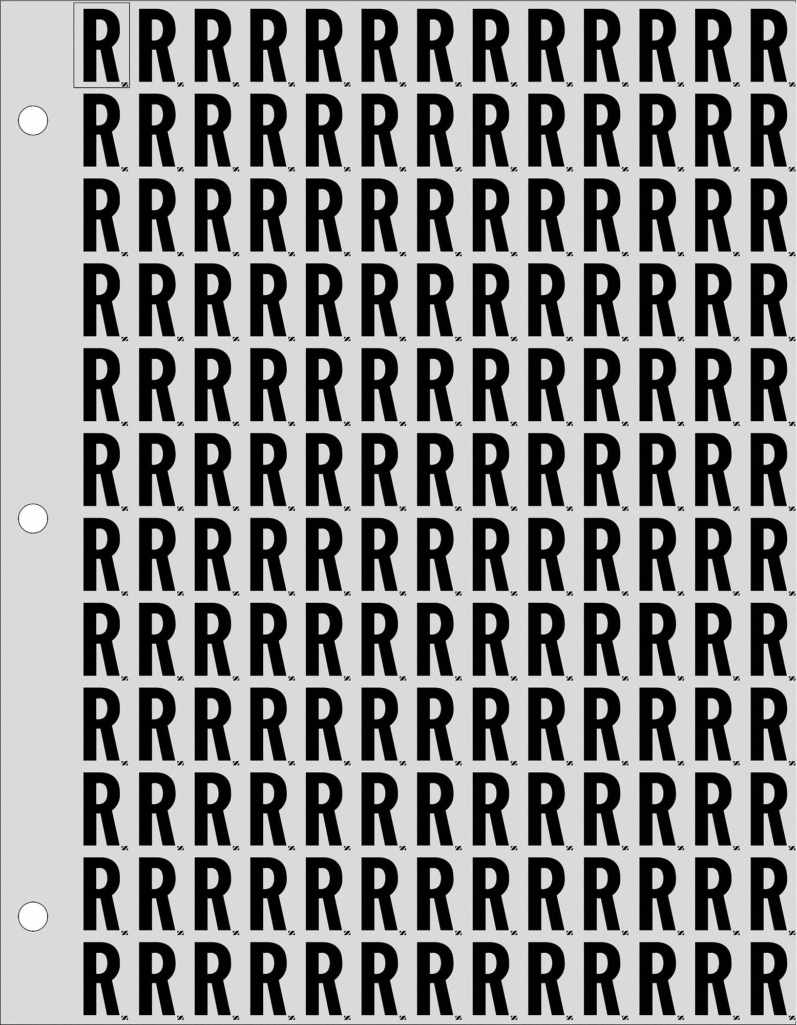 Letter Label, R, Black/Silver, 9/10 in Character Height, 1 EA - Grainger