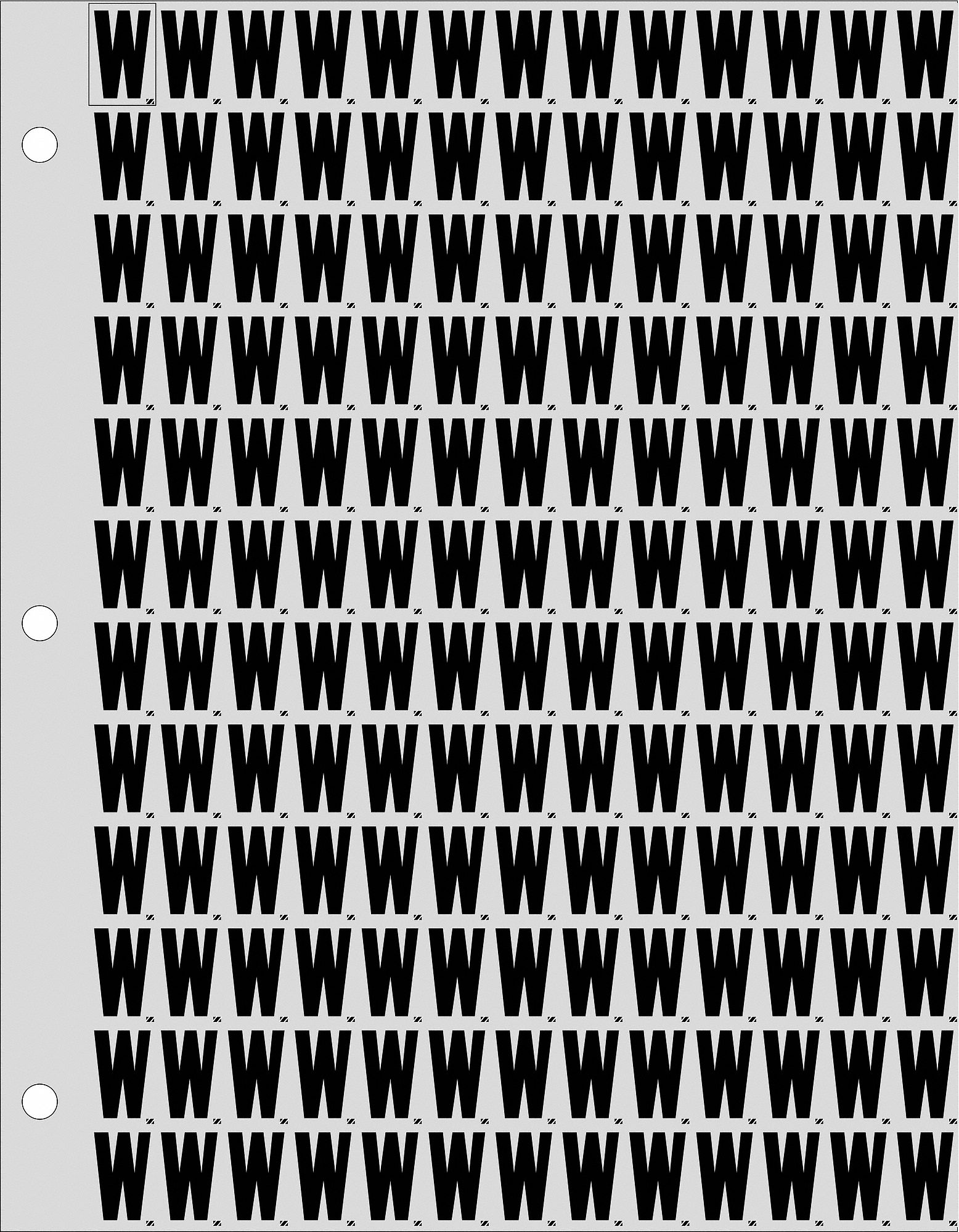 Letter Label, W, Black/Silver, 9/10" Character Height, 1 EA - Grainger