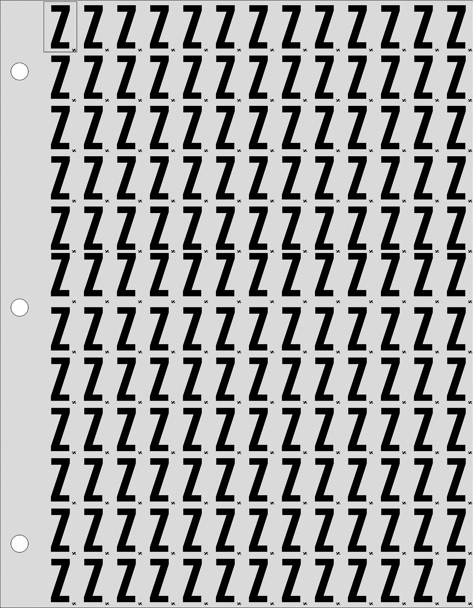 Letter Label, Z, Black/Silver, 9/10 in Character Height, 1 EA - Grainger