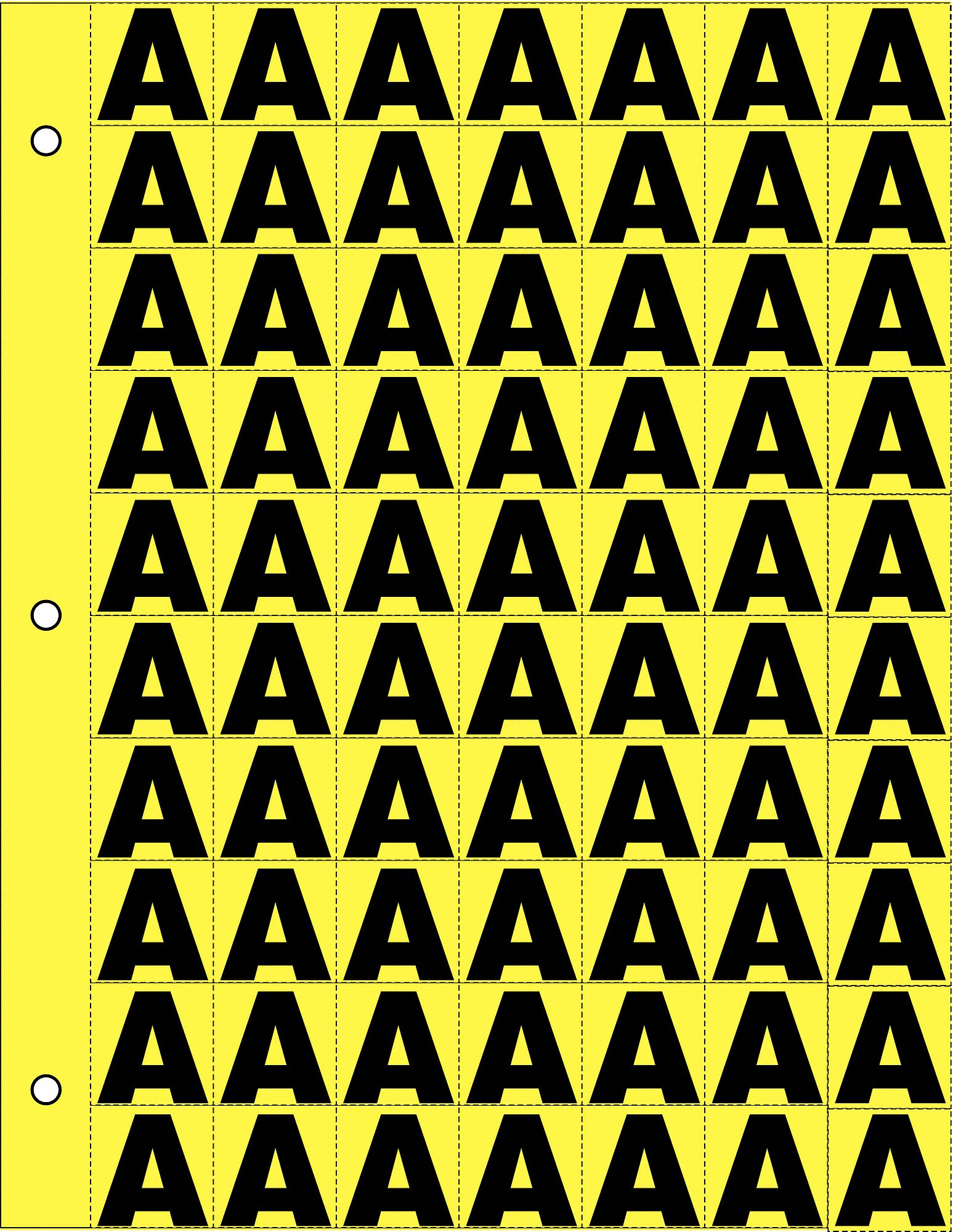 Letter Label, A, Black/Yellow, 1" Character Height, 1 EA - Grainger