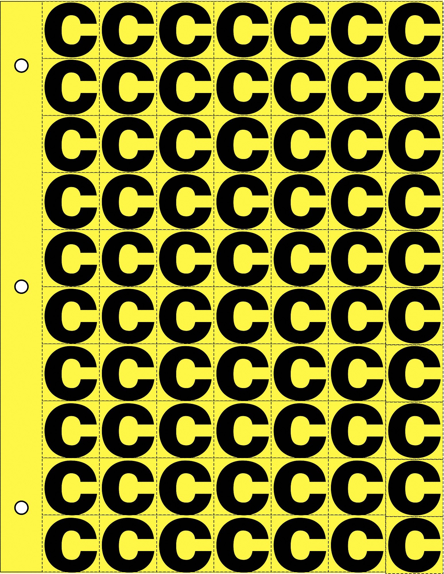 Letter Label, C, Black/Yellow, 1 in Character Height, 1 EA - Grainger