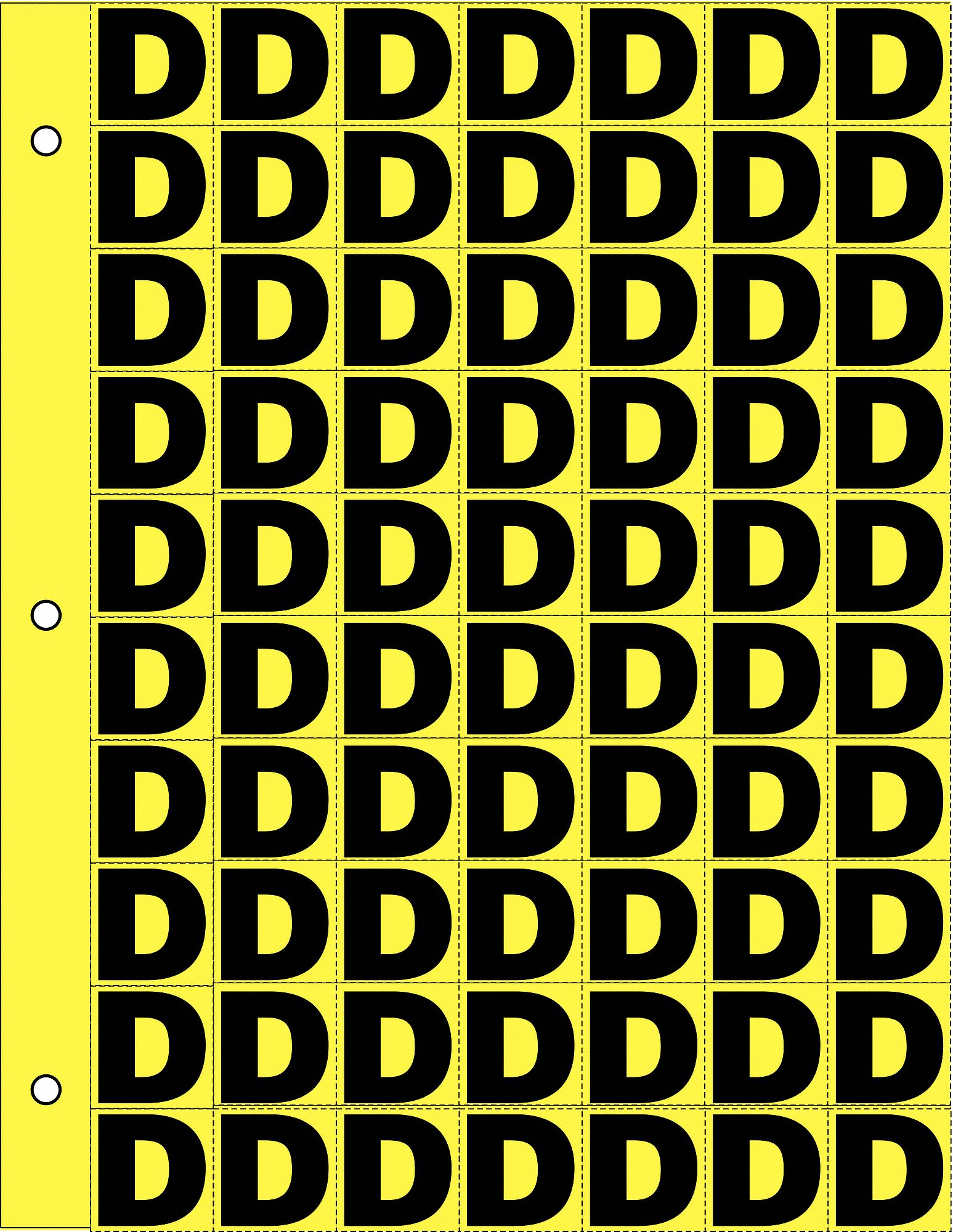 Letter Label, D, Black/Yellow, 1 in Character Height, 1 EA - Grainger