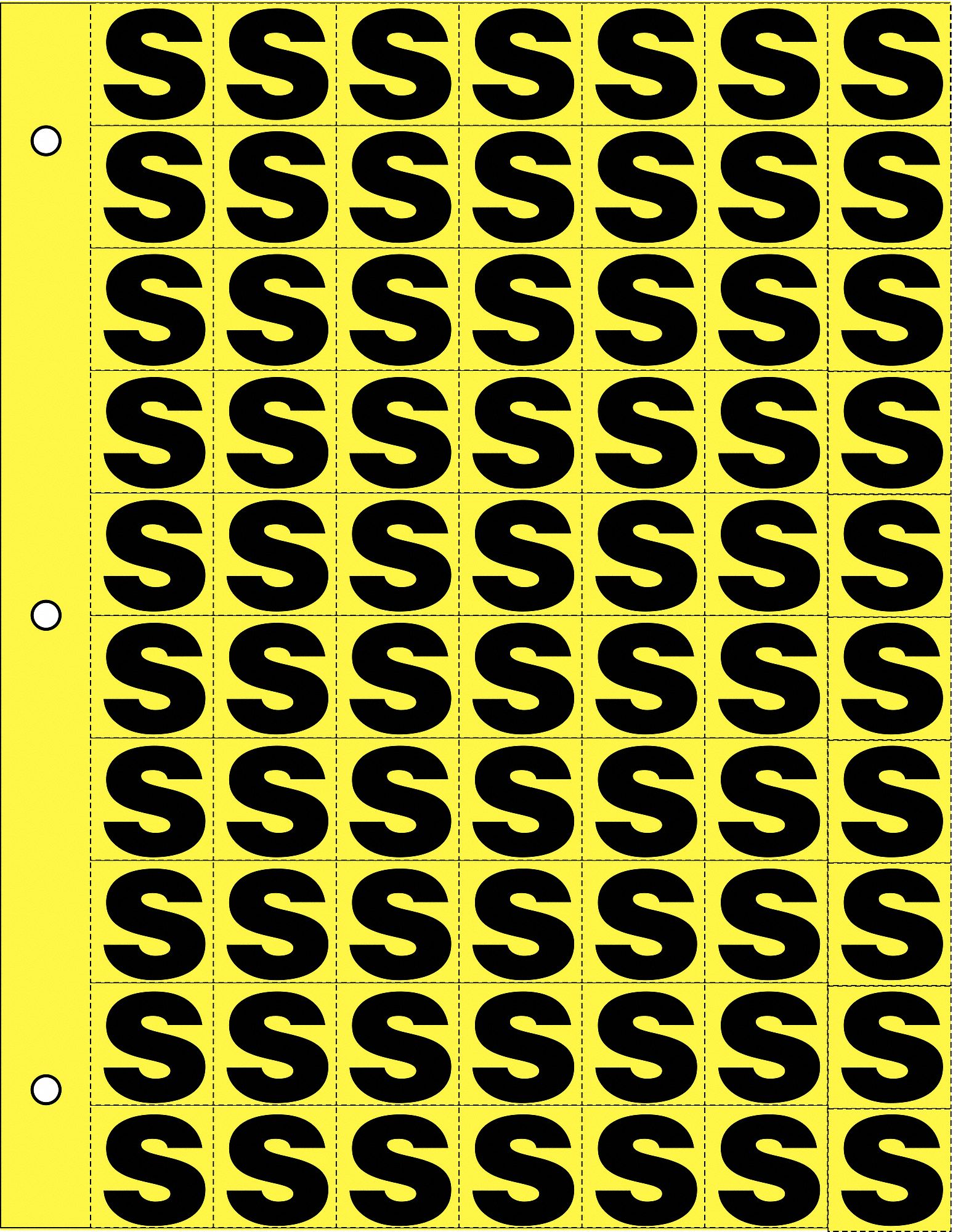 Letter Label, S, Black/Yellow, 1 in Character Height, 1 EA - Grainger