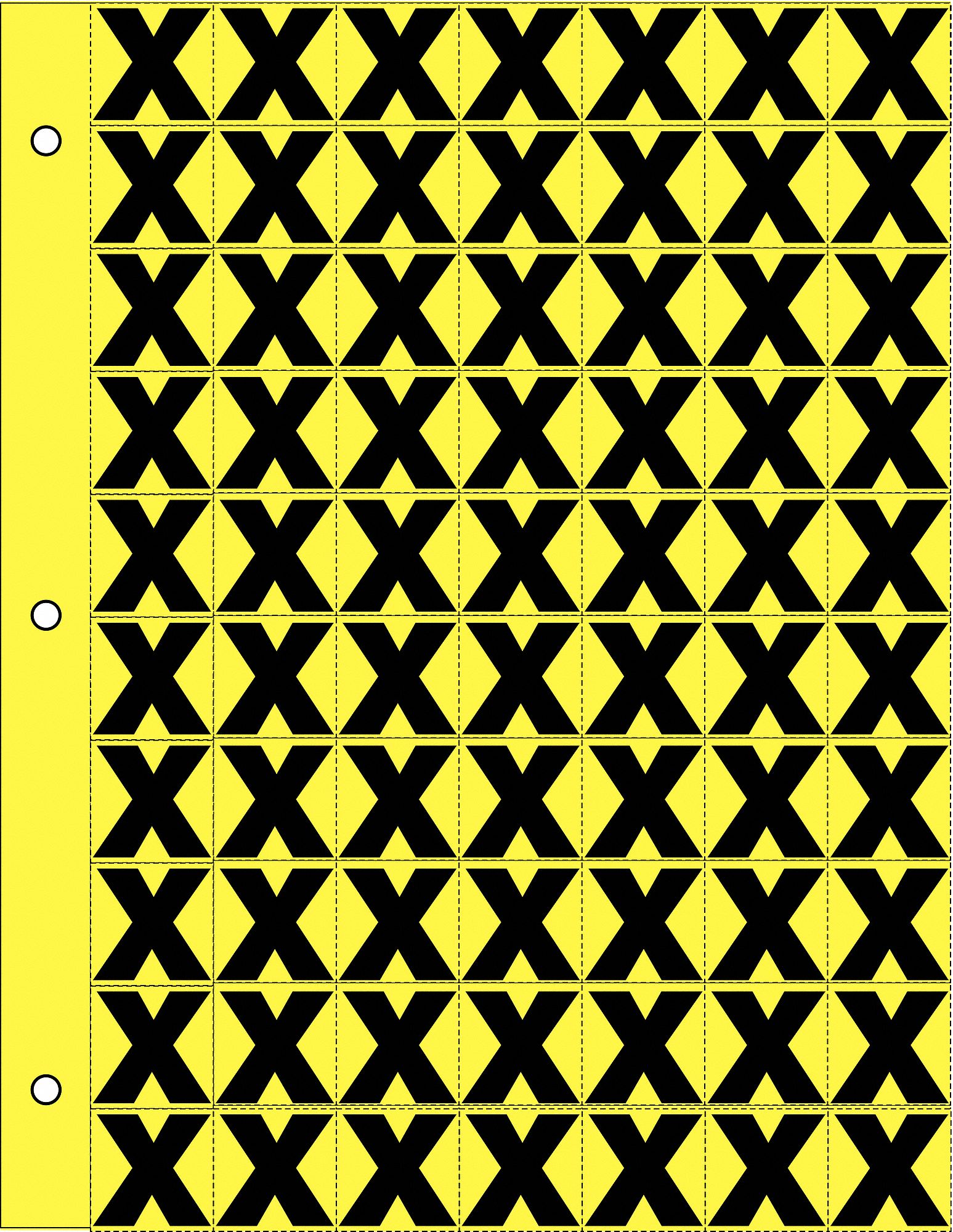 Letter Label, X, Black/Yellow, 1 in Character Height, 1 EA - Grainger