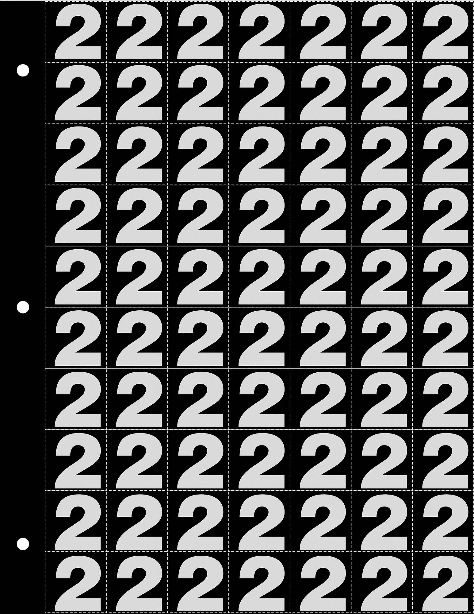 Number Label, 2, Silver/Black, 1 in Character Height, 1 EA - Grainger