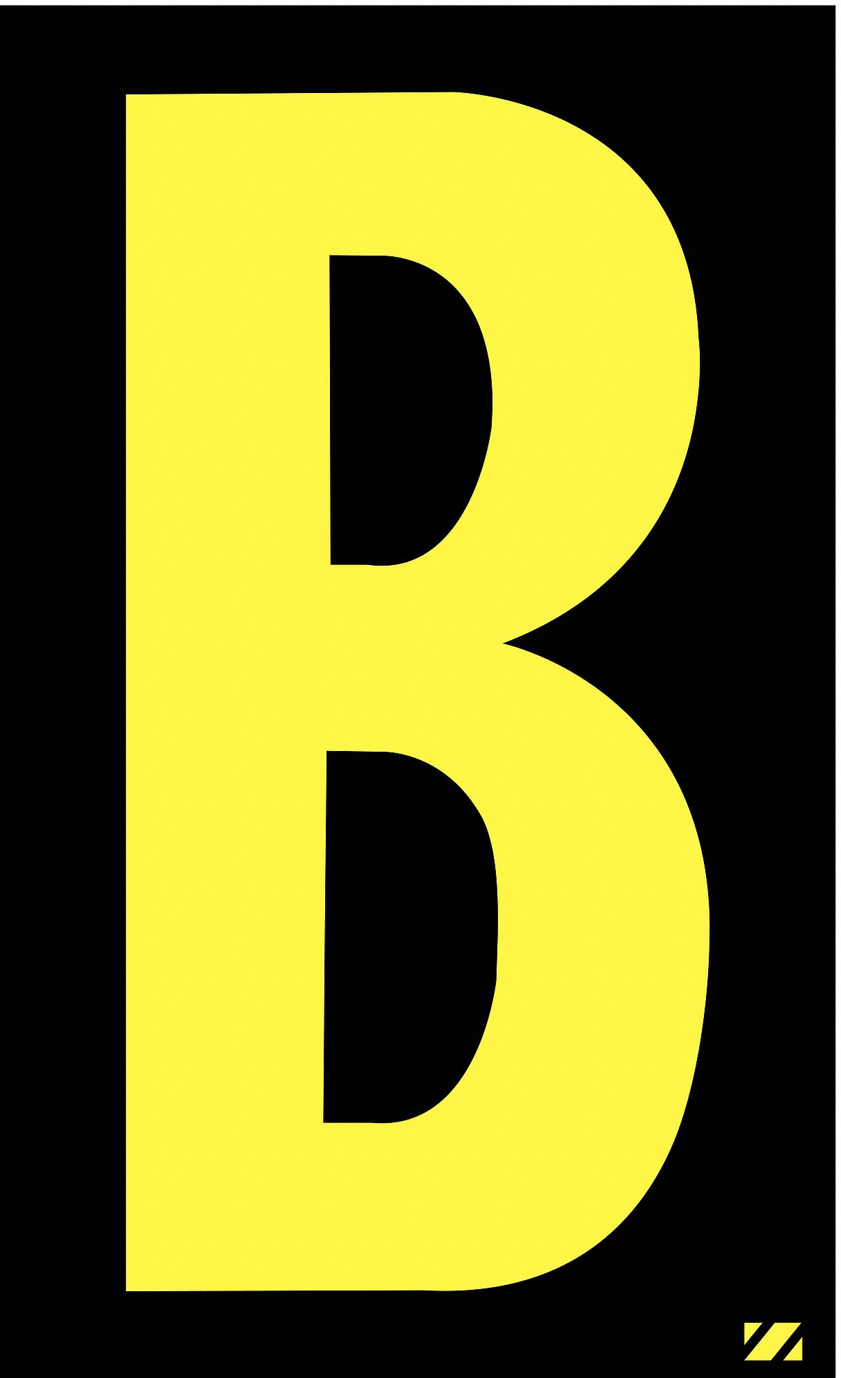 Letter Label, B, Yellow/Black, 2 1/2 in Character Height, 25 PK - Grainger