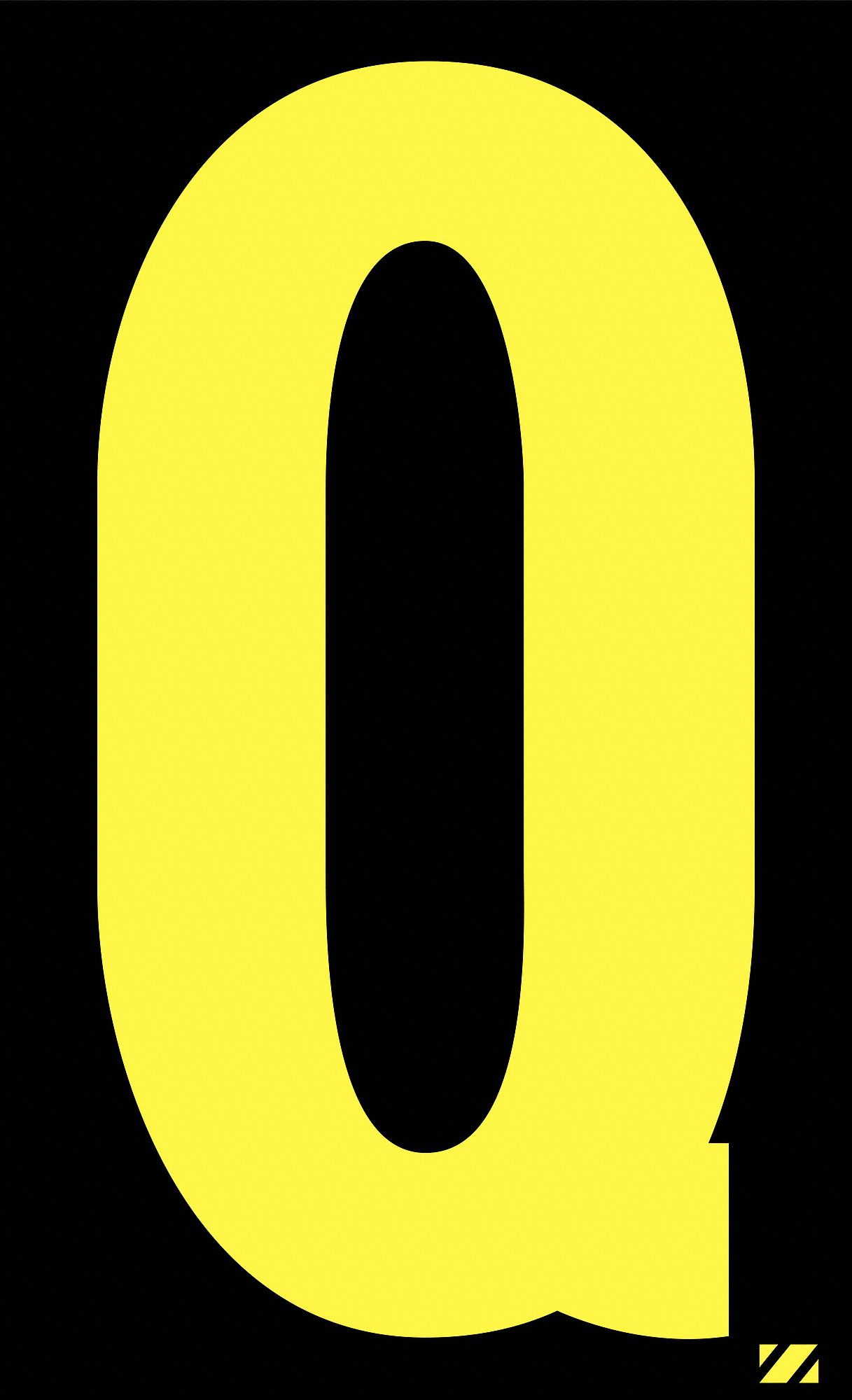 Letter Label, Q, Yellow/Black, 2 1/2 in Character Height, 25 PK - Grainger