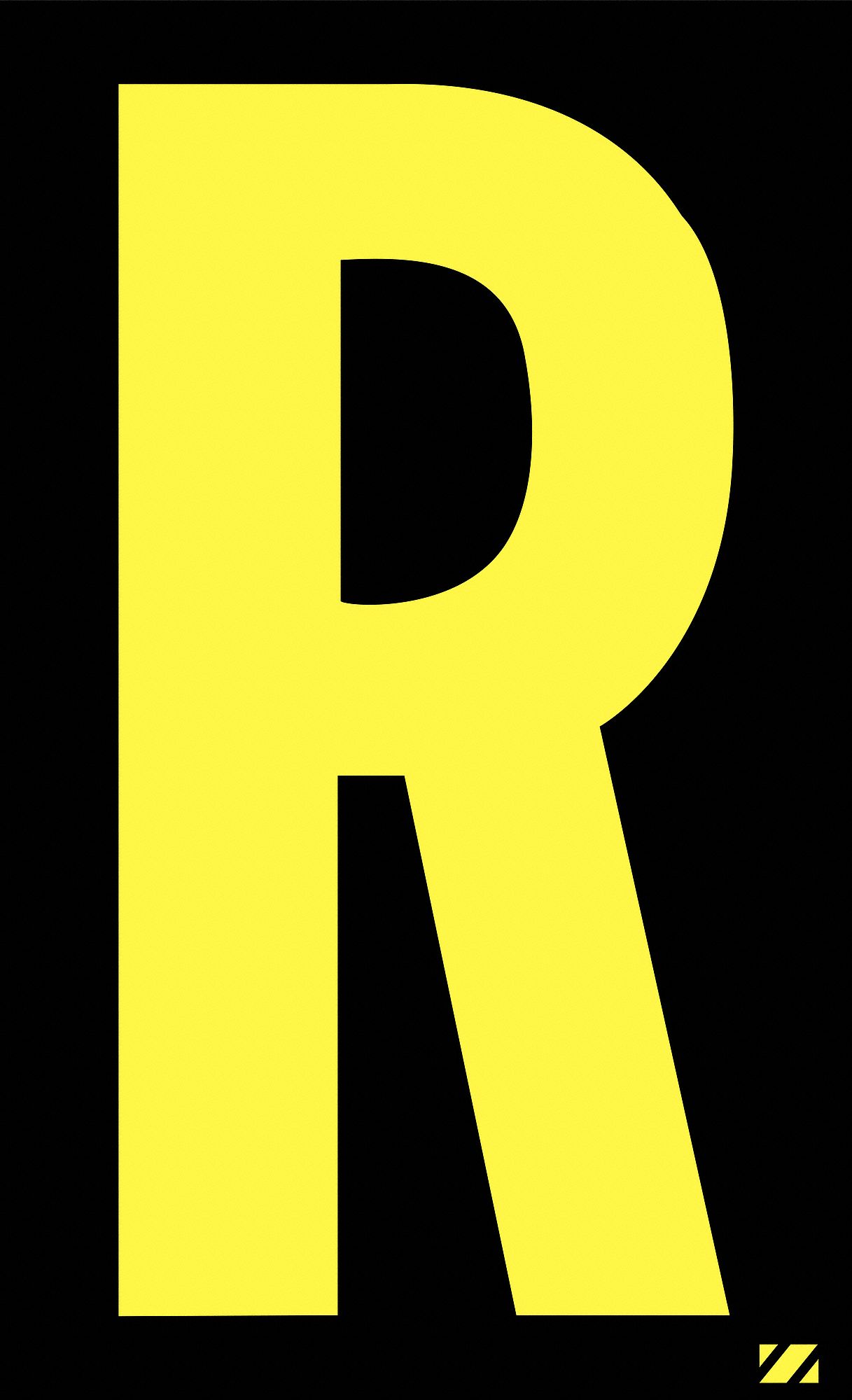 Letter Label, R, Yellow/Black, 2 1/2 in Character Height, 25 PK - Grainger