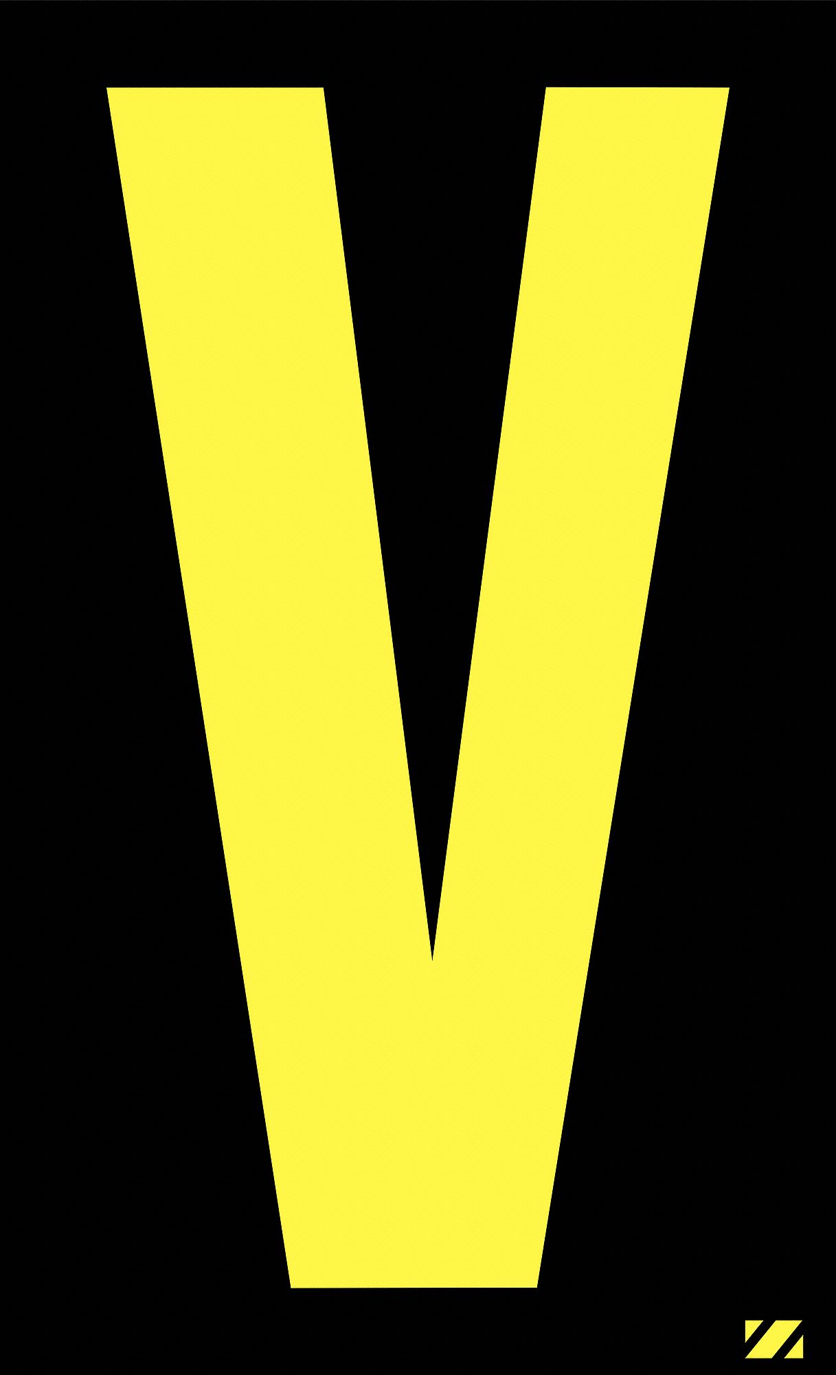 Letter Label, V, Yellow/Black, 2-1/2" Character Height, 25 PK - Grainger