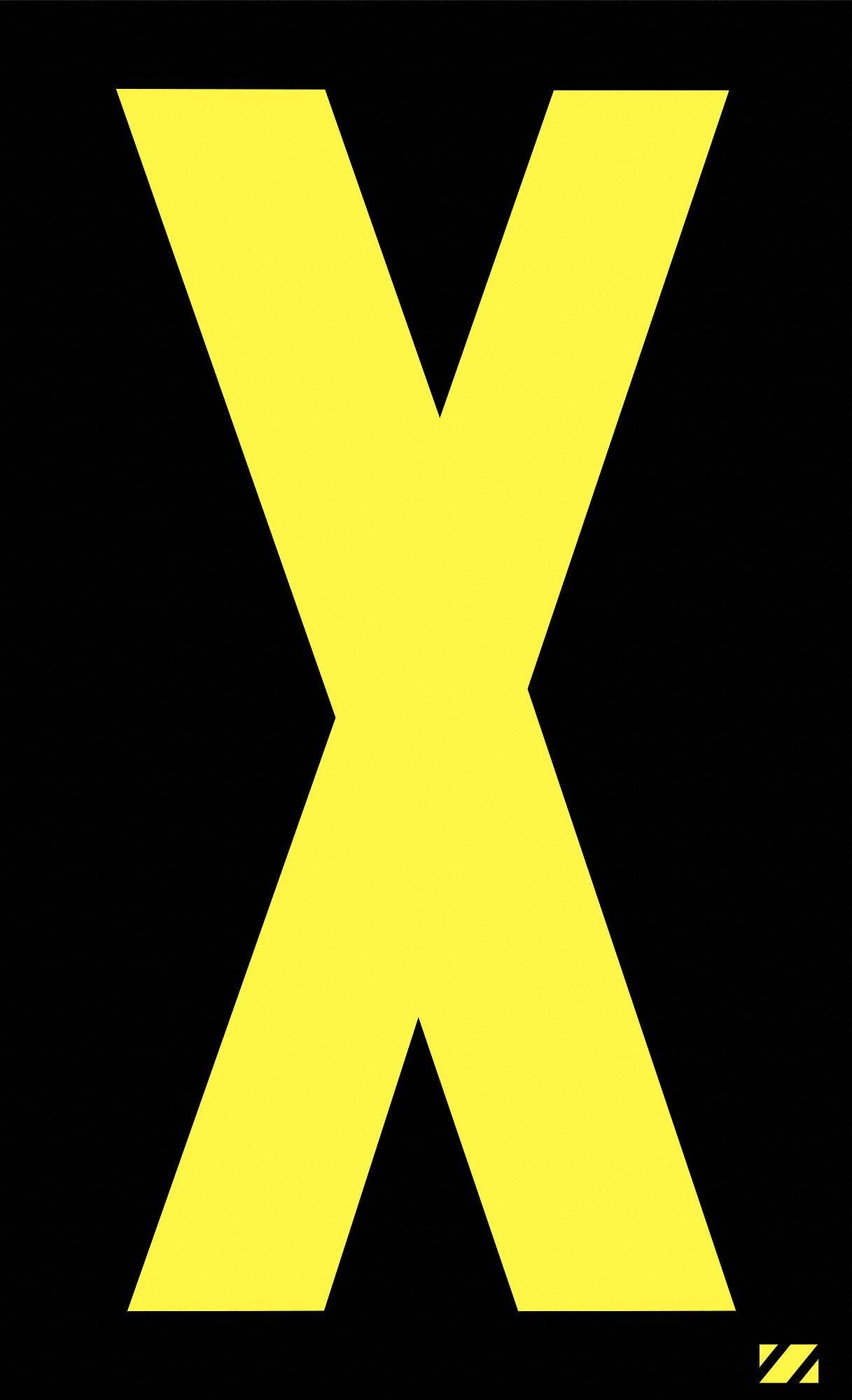 Letter Label, X, Yellow/Black, 2 1/2 in Character Height, 25 PK - Grainger