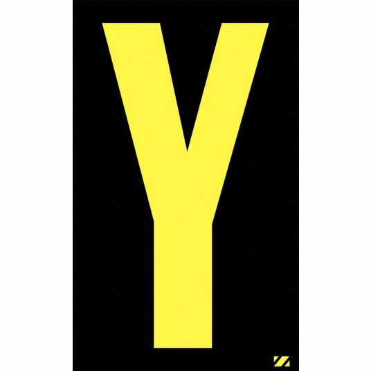 Letter Label, Y, Yellow/Black, 2 1/2 in Character Height, 25 PK - Grainger