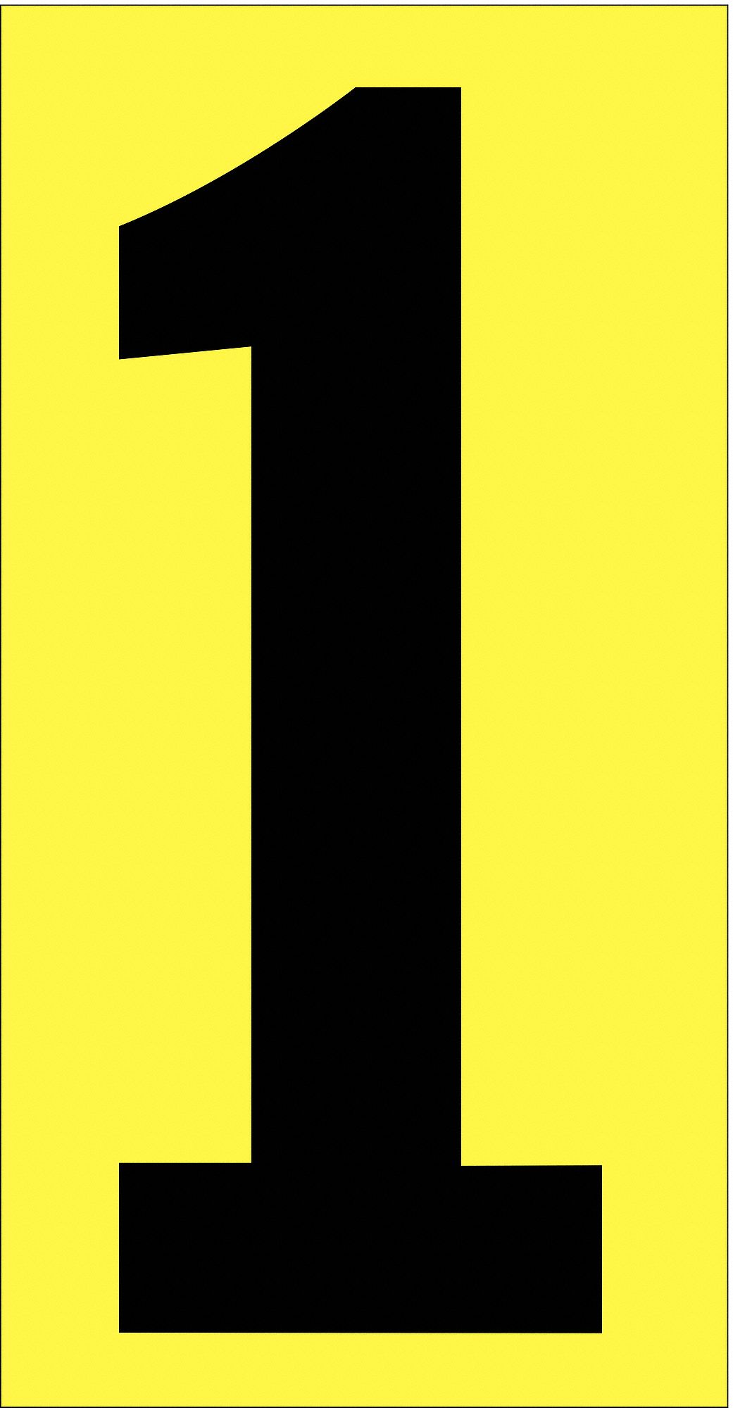 Number Label, 1, Black/Yellow, 3 in Character Height, 1 EA - Grainger