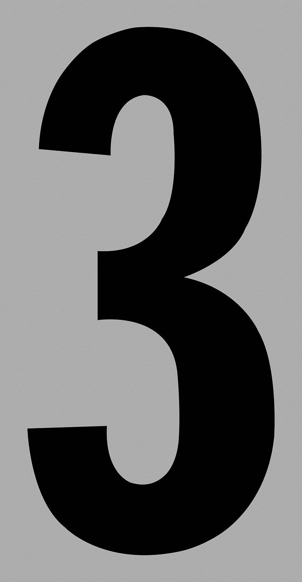 Number Label, 3, Black/Silver, 3 in Character Height, 1 EA - Grainger