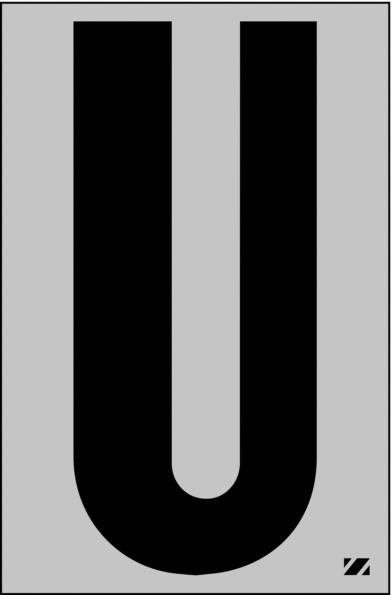 Letter Label, U, Black/Silver, 4 in Character Height, 1 EA - Grainger