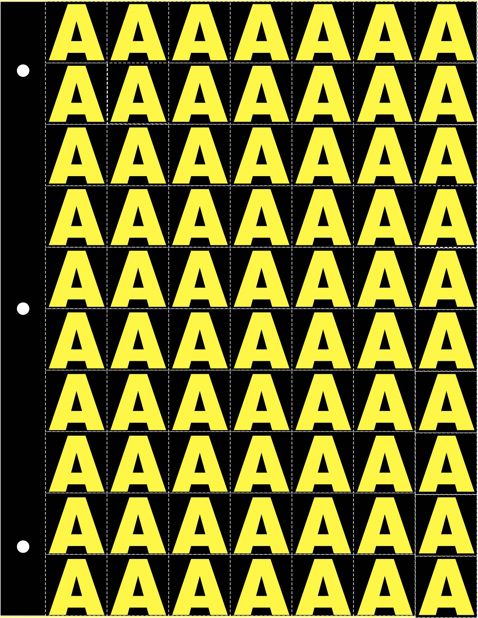 Letter Label, A, Yellow/Black, 1 in Character Height, 1 EA - Grainger