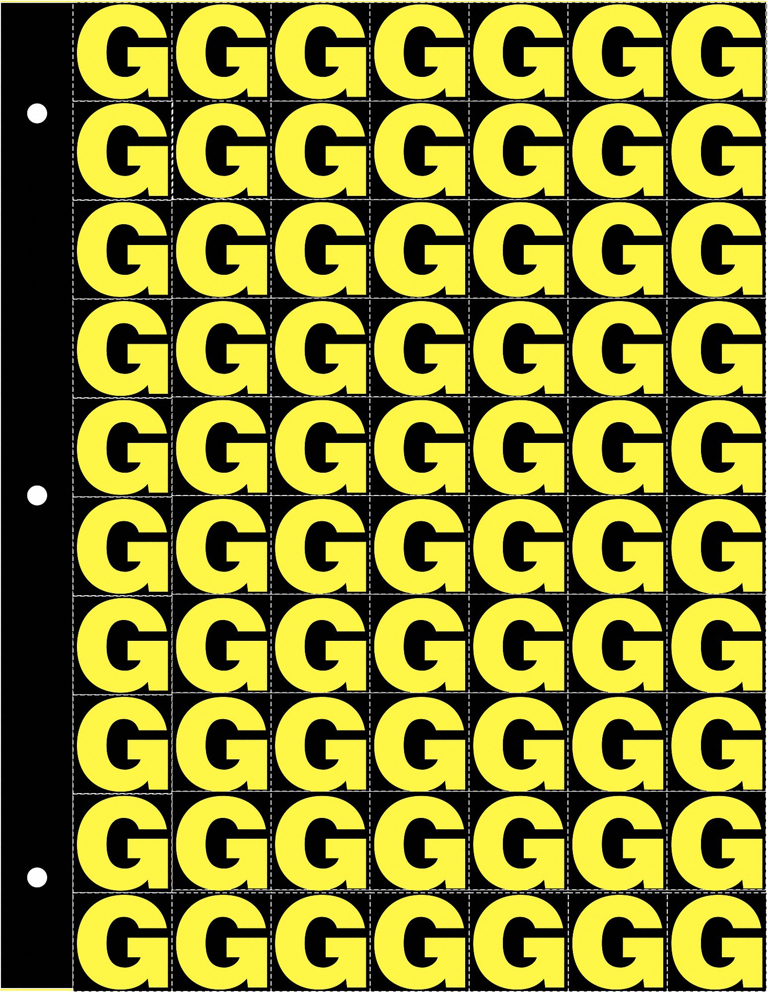 Letter Label, G, Yellow/Black, 1 in Character Height, 1 EA - Grainger