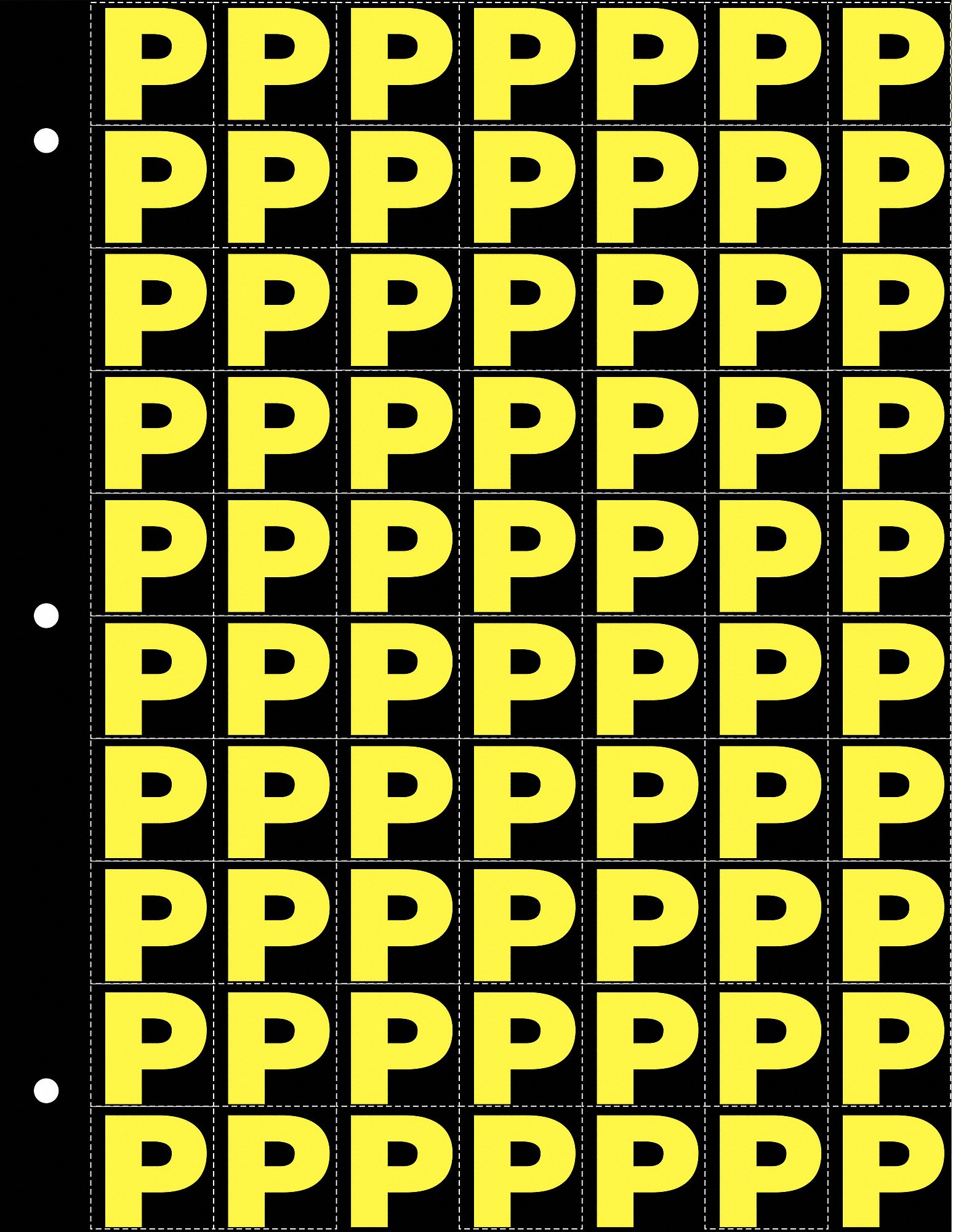 Letter Label, P, Yellow/Black, 1 in Character Height, 1 EA - Grainger