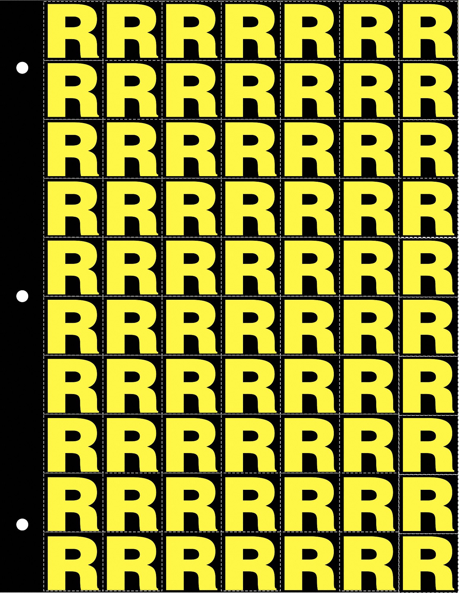 Letter Label, R, Yellow/Black, 1 in Character Height, 1 EA - Grainger