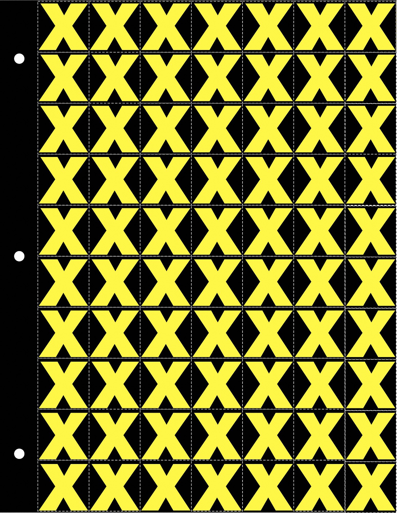Letter Label, X, Yellow/Black, 1 in Character Height, 1 EA - Grainger