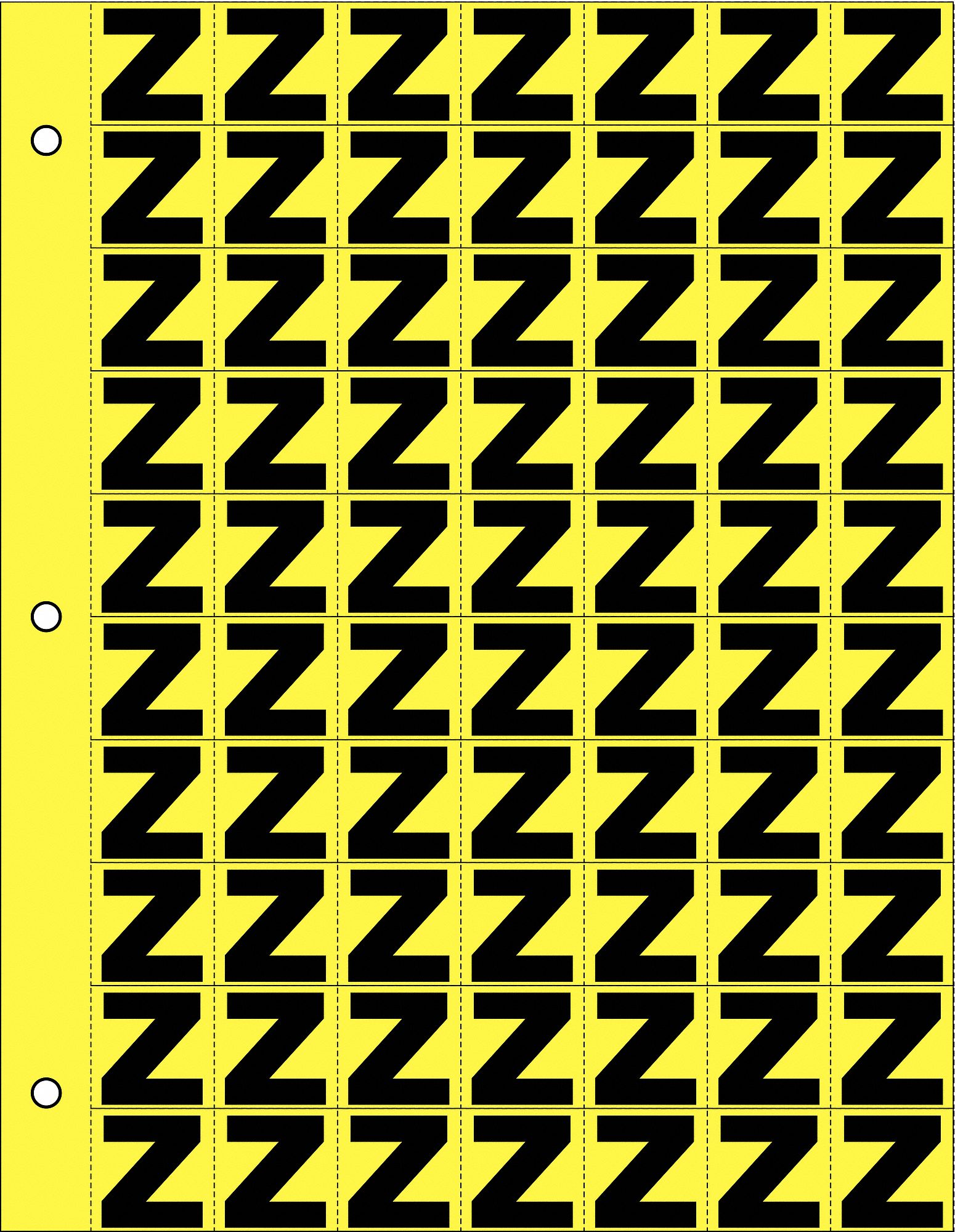 Letter Label, Z, Black/Yellow, 1 in Character Height, 1 EA - Grainger
