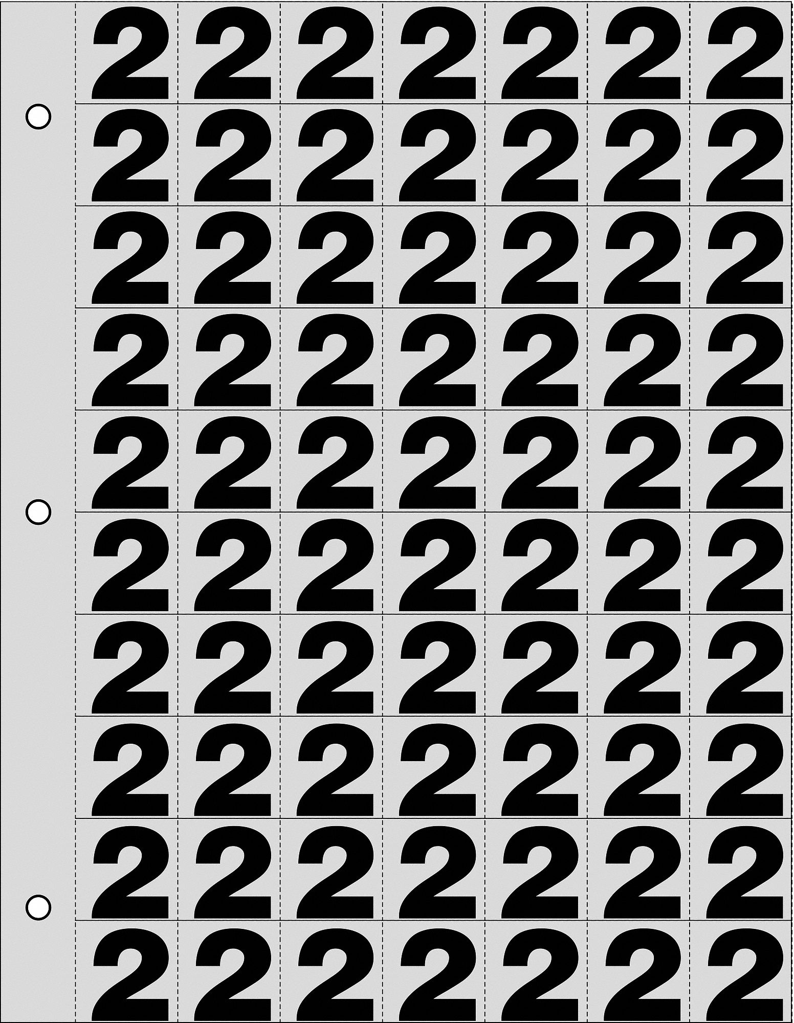 Number Label, 2, Black/Silver, 1 in Character Height, 1 EA - Grainger