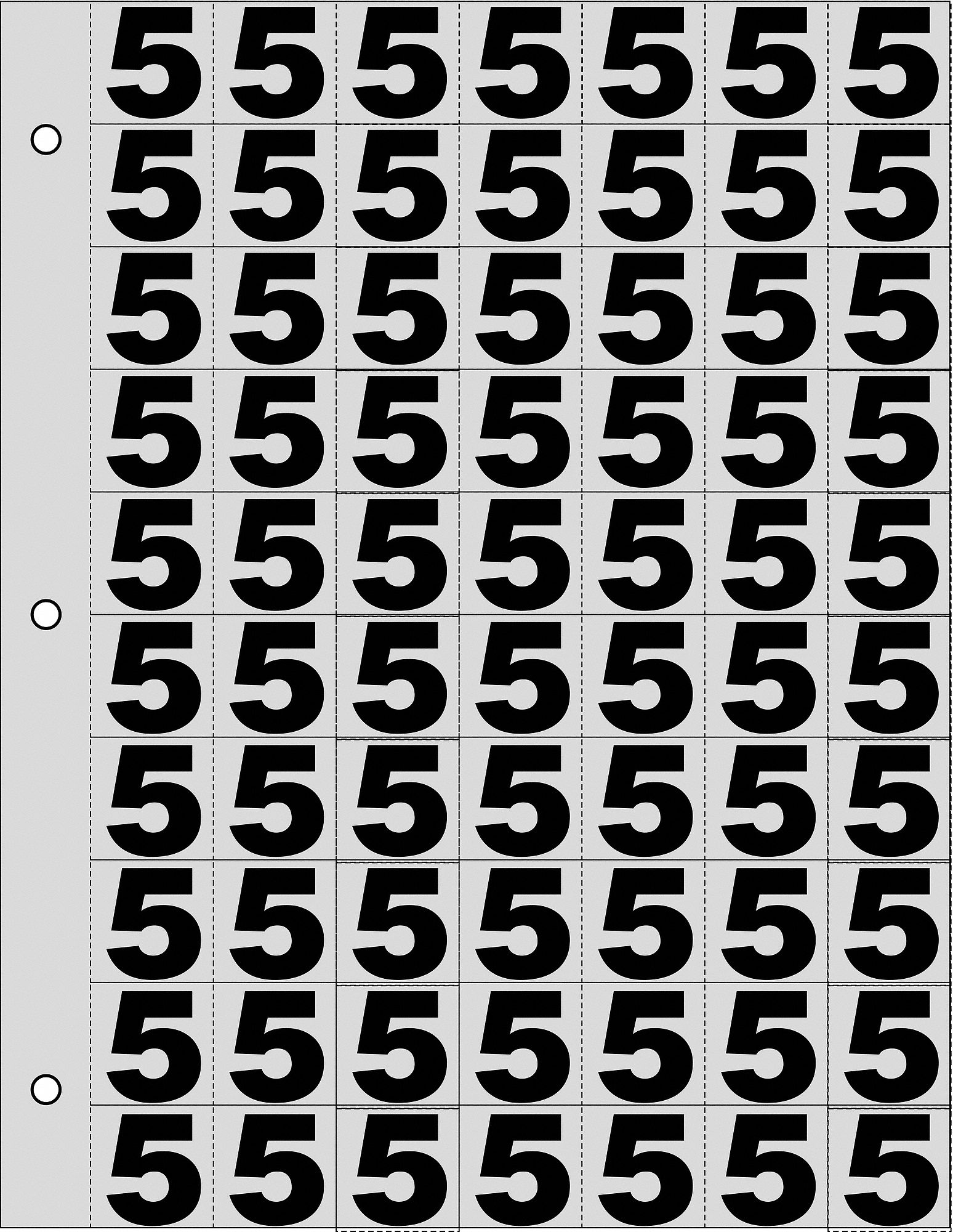 Number Label, 5, Black/Silver, 1 in Character Height, 1 EA - Grainger