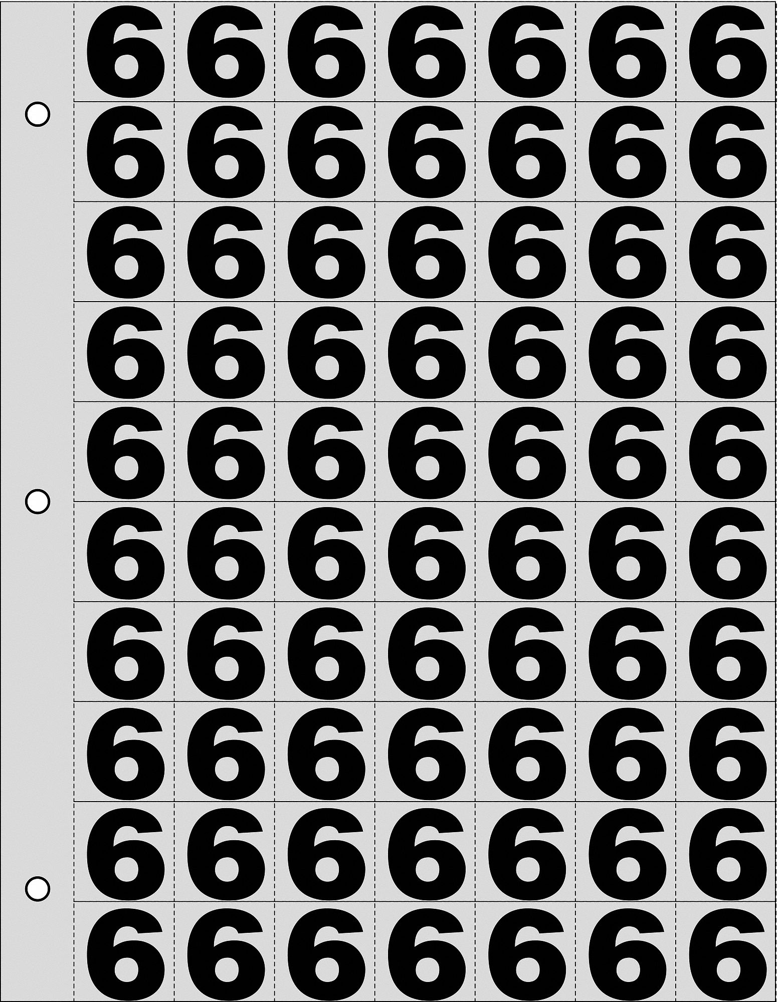 Number Label, 6, Black/Silver, 1 in Character Height, 1 EA - Grainger