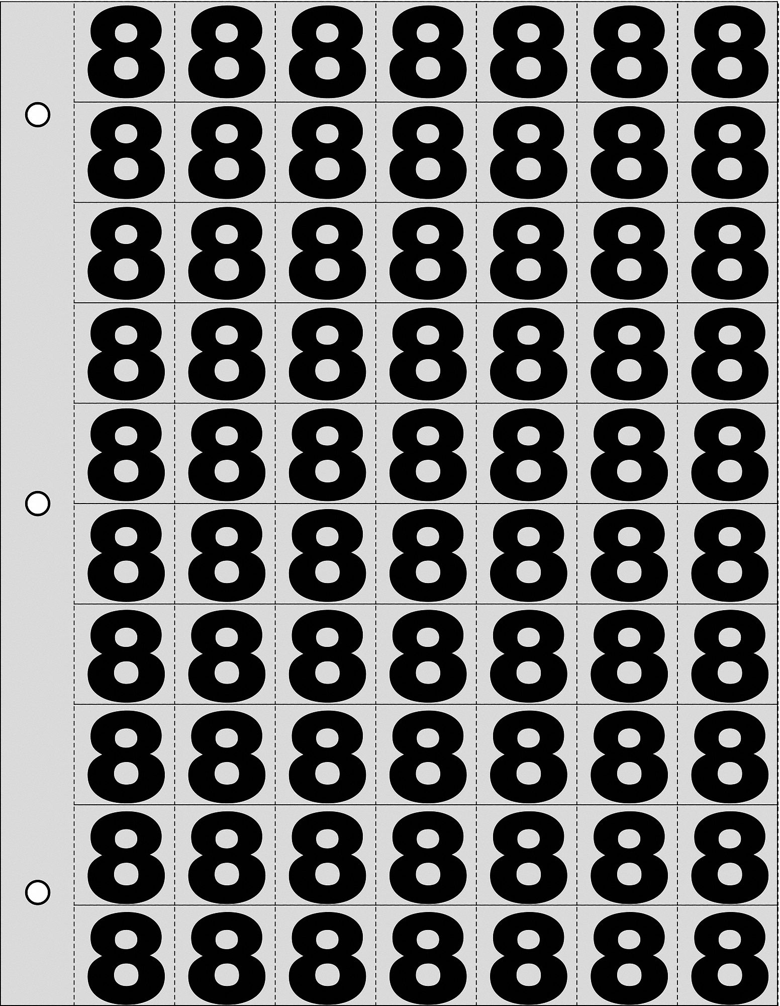 Number Label, 8, Black/Silver, 1 in Character Height, 1 EA - Grainger