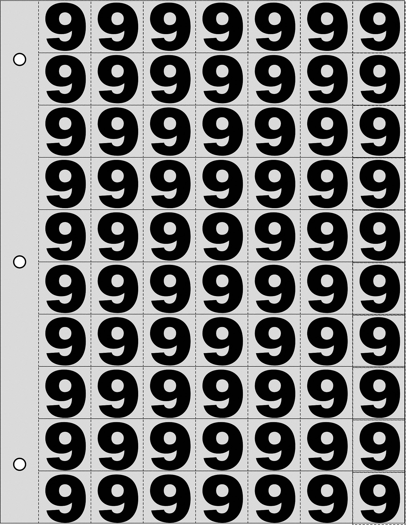 Number Label, 9, Black/Silver, 1 in Character Height, 1 EA - Grainger