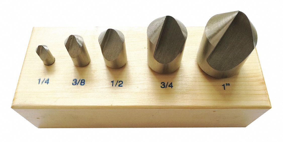 WESTWARD Countersink Set: High Speed Steel, Bright (Uncoated) Finish, 5 ...