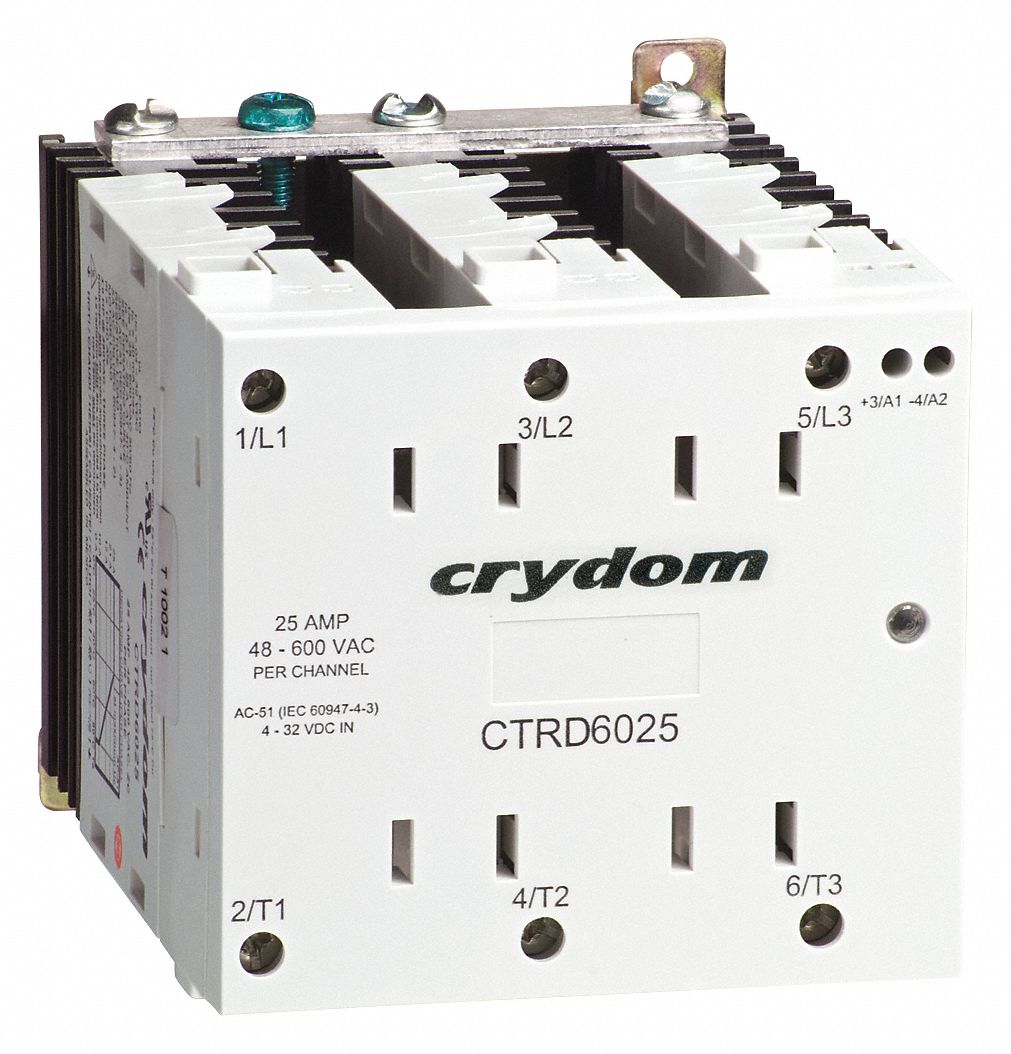 CRYDOM, DIN-Rail Mounted, 25 A Max Output Current, Solid State Relay ...