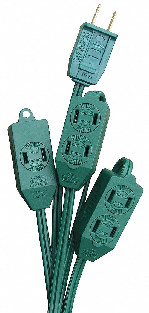 POWER FIRST Extension Cord, Indoor, 5.0, 125V AC, Number of Outlets 9 ...