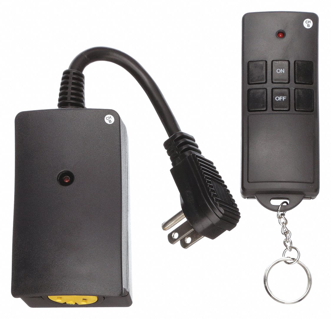 POWER FIRST, 7 in Cord Lg, 18 AWG Wire Size, Remote Control Outlet ...