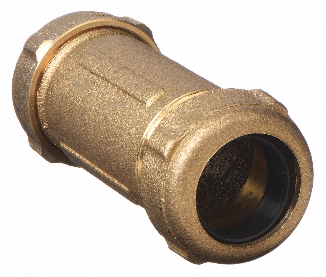 Brass, 3/4 in x 3/4 in Fitting Pipe Size, Compression Coupling - 21TF15 ...