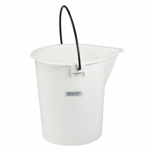 Pail: 15 L Capacity, White, 11 in Dia, 13 in Ht - Grainger