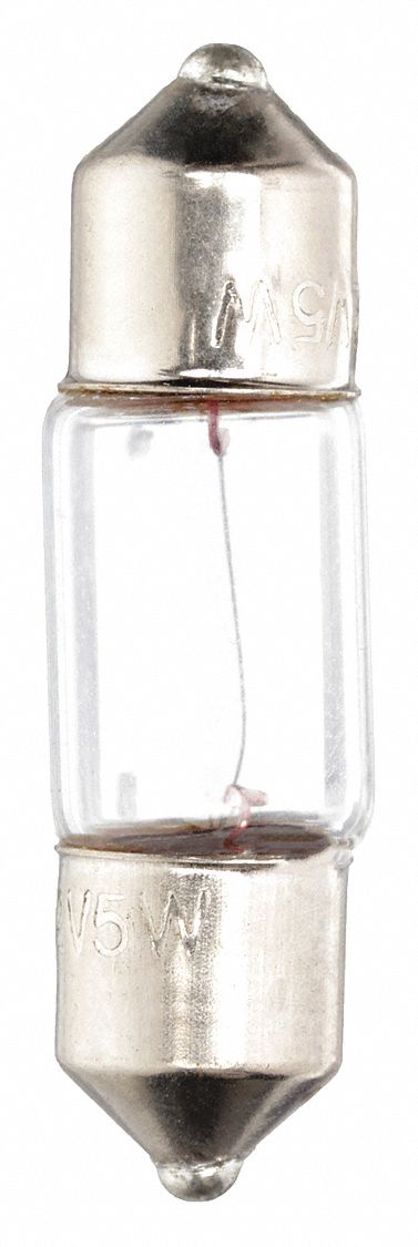 Miniature Incandescent Bulb, T2-1/4, Festoon, Lumens 38, Watts 5.0, PK ...