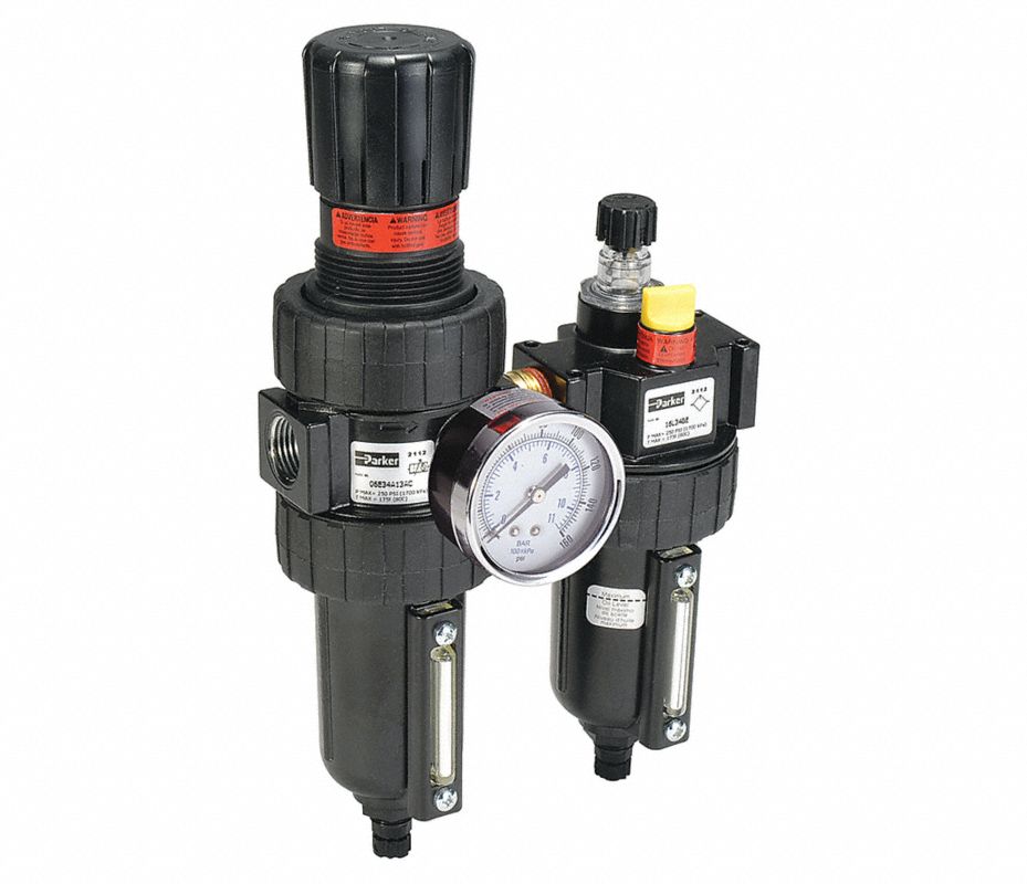 PARKER Filtro/Regulador/Lubricador, 3/4" NPT, Rango de Ajuste 0 a 125 psi - 21U825 ...