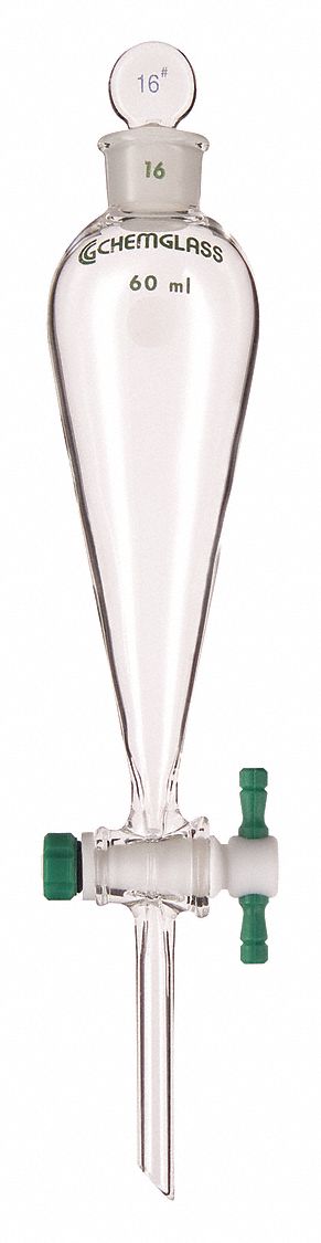 Glass, 8.45 fl oz Capacity - oz, Separatory Funnel - 21UF40|CG-1742-04 ...