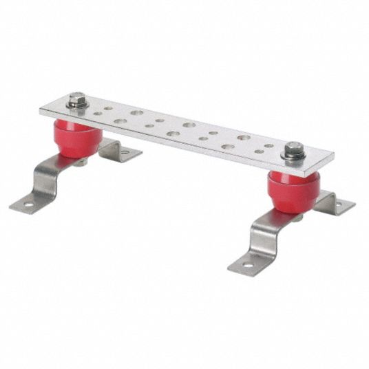 PANDUIT Grounding Busbar: Copper, 12 in Grounding Bar Lg, (6) 1/4 in/(3 ...